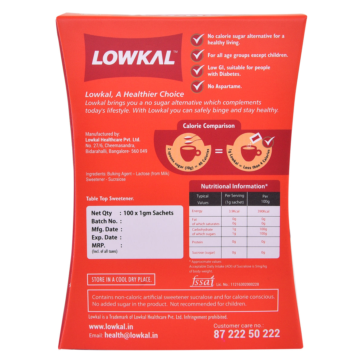 No Calorie Sugar alternative – Lowkal
